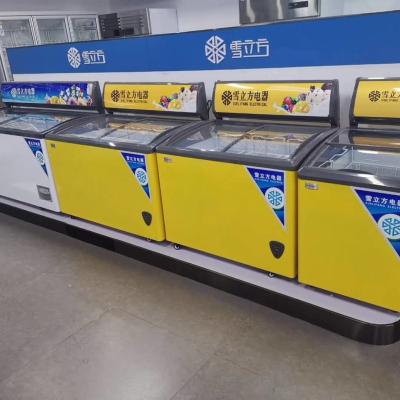 Cina Congelatore di frigorifero profondo del doppio di scivolamento della porta di vetro del gelato petto dell'esposizione in vendita
