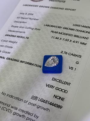 Китай 2.76CT G VS1 EX VG CVD Diamond Pear Cut IGI Сертификат LG631444389 продается