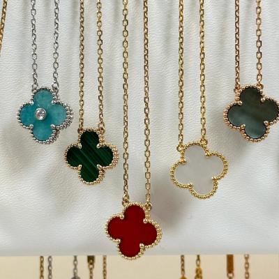 Cina Gioielli di malachite 18k Collare d'oro massello Replica Gioielli VAN Collare di trifoglio a quattro foglie in vendita