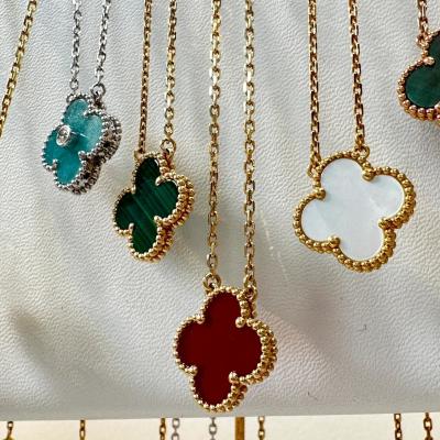 Cina Gioielli di malachite 18k Collare d'oro massello Replica Gioielli VAN Collare di trifoglio a quattro foglie in vendita