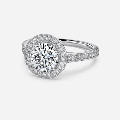 Cina IGI Laboratorio Cresciuto Halo Diamante Anello VVS Chiarezza HPHT Pear Cut in vendita