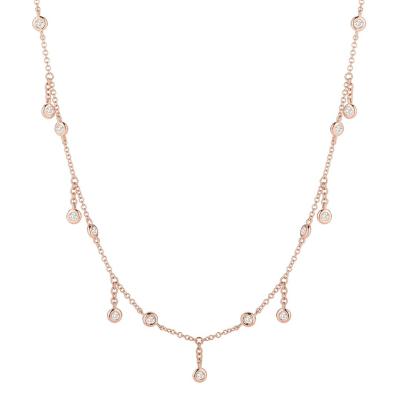 Cina 18K oro massiccio taglio rotondo bezel laboratorio cresciuto diamante collana con DEFGH gemma in vendita