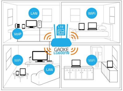 China LTE CPE VPN Gaoke LG6001N VOIP IOT Huawei ZTE 4G Router, TD-LTE Router, FDD-LTE Router for sale