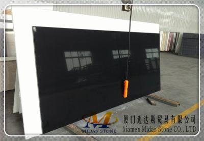 China Pure Black Quartz Stone Slabs for sale
