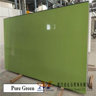 China Pure Green Quartz Stone Slabs for sale