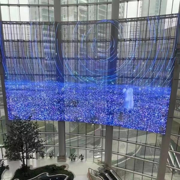 Pantalla LED transparente 1000*500 1000*1000 tamaño personalizado centro comercial de vidrio de serie interior fijo o elevador