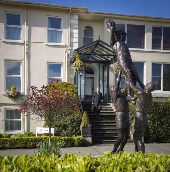 Quality Modern Bronze Rugby Sculpture , Metal Outdoor Art Statues For Sandymount Hotel for sale