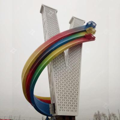 China V Shape Modern Stainless Steel Sculpture With LED Decoration for sale