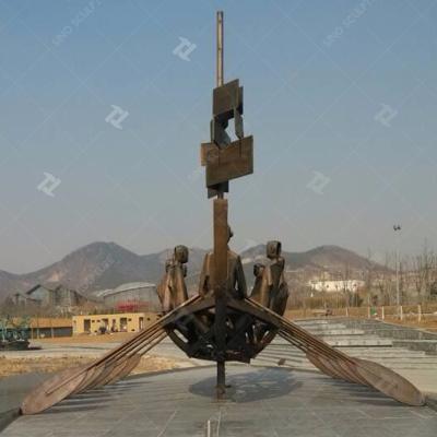 China Customized Large Casted Bronze Boat Statue For Outdoor Decoration for sale