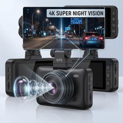China WiFi Car Dual Lens Dash Camera 4K Dash Cam GPS Night Vision Video Recorder for sale