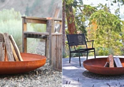 China Corten steel outdoor round bowl gas fire pits for sale