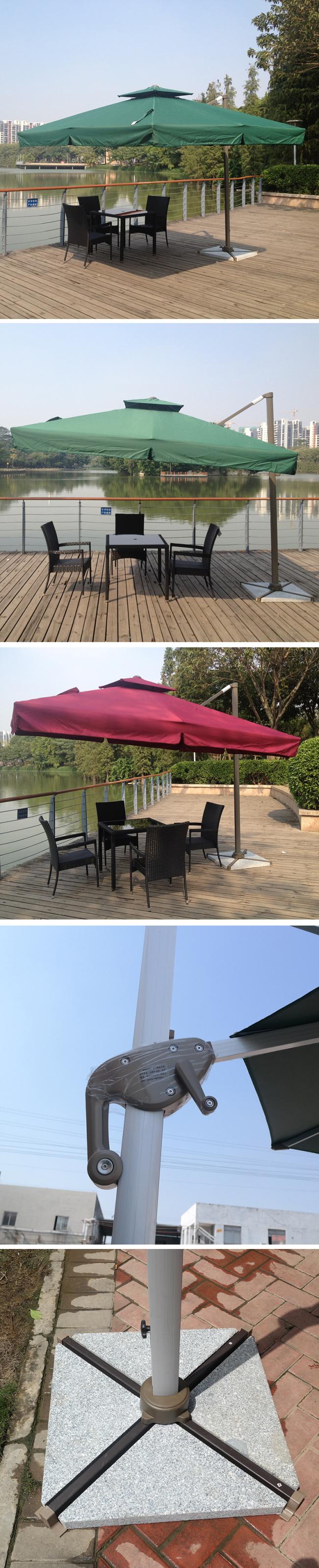 360 Degree Rotating System Roman Cafe Parasols Heavy Duty Double Umbrella Patio Cantilever Big Outdoor Umbrella for Garden
