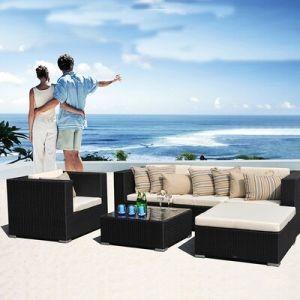 Quality Living Room Wicker Outdoor Couch Black Garden Sofa Dining Set for sale