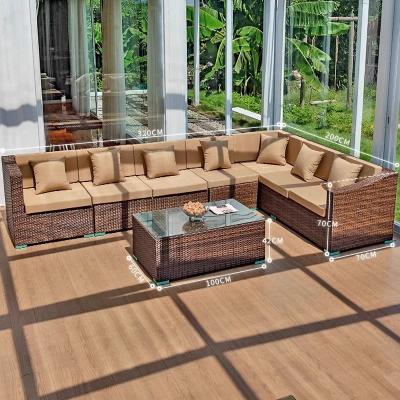 Cina Set di divani per esterni, tavolo e sedie per giardino in cortile, divano di vucca di rotino impermeabile e solarizzato per terrazza in vendita