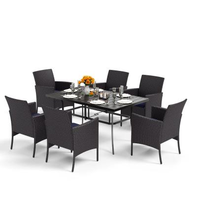 China Commercial All-Weather Outdoor Dining Set with Powder-Coated Aluminum Frame and Handwoven PE Rattan for Hotel & Resort Use for sale