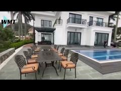 Set de mesas e cadeiras de churrasco de alumínio fundido para uso externo (2-10 lugares)