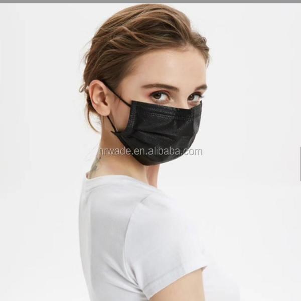 Quality MOQ 1box/50pcs 3 Ply Fashion Mask PPE Non Woven Class II EN14683 Type IIR Adult Black Disposable Face Mask for sale