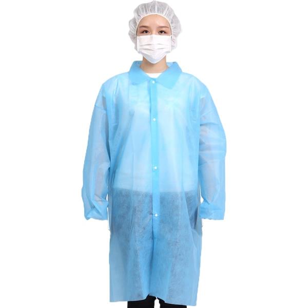 Quality OEM Service Acceptable Multiple Color Option Disposable Lab Coat with Knitted for sale