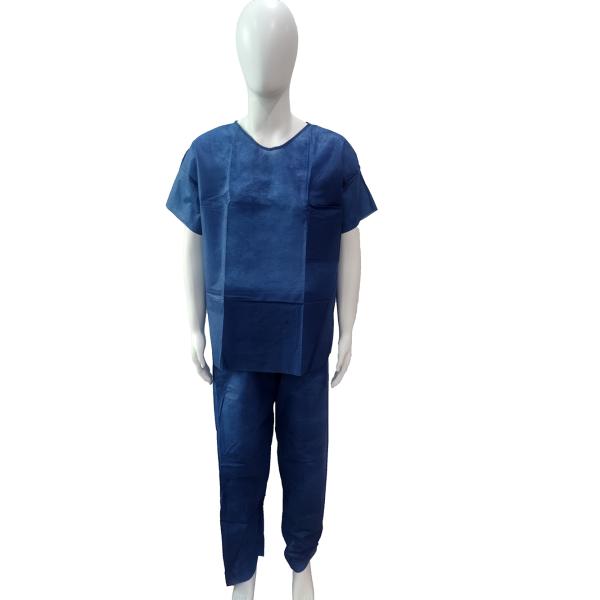 Quality Non Woven SMS Knitted Cuff Lab Shirt Disposable Scrub Suit for sale
