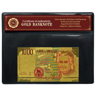 中国 SGS ビジネス ギフトのための 1000 のイタリアの銀行券の一定 24K 金 0.22mm の厚さ 販売のため