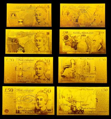 China O Reino Unido MARTELA O CONJUNTO COMPLETO 5 da cédula 24K do OURO a coleção 10 20 50 completa à venda