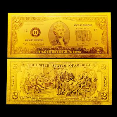 Cina Le banconote in dollari dell'oro degli Stati Uniti $2 pure incidono la banconota dell'oro con il doppio logo in vendita
