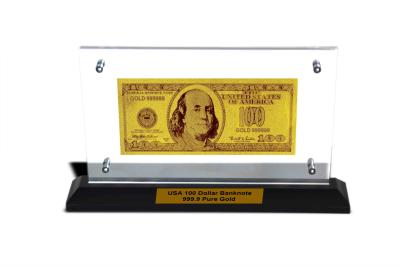 Cina Banconota pura dell'oro della banconota in dollari dell'oro di U.S.A. $100 per oro 999 placcato in vendita