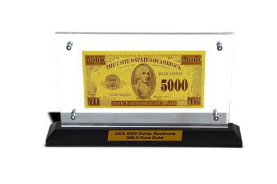 China American Gold Foil Banknote $5000 Dollars Engrave Value Collection for sale