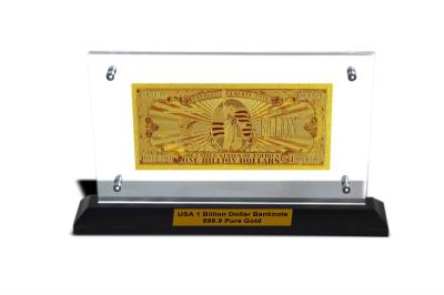 China Engraved US One Billion Gold Foil Banknote Dollars Christmas Gift for sale