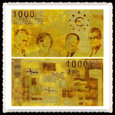 中国 Customed のヨーロッパ人 1000 ギフトのためにめっきされるヨーロッパの手形の金の Banknoe 24K の金ホイル 販売のため