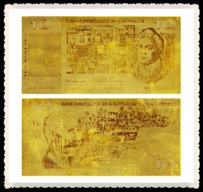 Cina Banconota dell'oro dell'AUD 99,9 dell'Australia OLD10 del foglio per l'impressione a caldo dell'oro di Customed per la decorazione di nozze in vendita