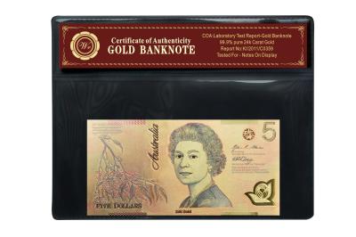 中国 驚くばかりのオーストラリア人 $5 の 3D 銀行券 24k の金の銀行券 99.9 ビジネス ギフトのための 5 ドル 販売のため