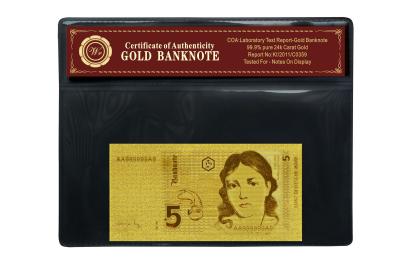 China Presentes Coleção Alemanha 5 Mark ouro 24 quilates Foil Banknote Com COA à venda