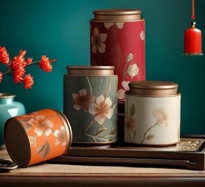 China Loose Leaf Tea Tin Cans Coffee Metal Canisters Inner Lids Tea Packaging Tins for sale