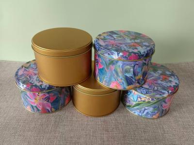 China Recyclable Metal Candle Jar With Custom Printing Gold Tea Pot Design for sale