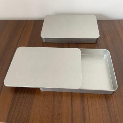 China Silver Slide Top Metal Tin Box 167*103*20mm Rectangle Tinplate Case Metal Tin Can for Mint Cosmetic for sale