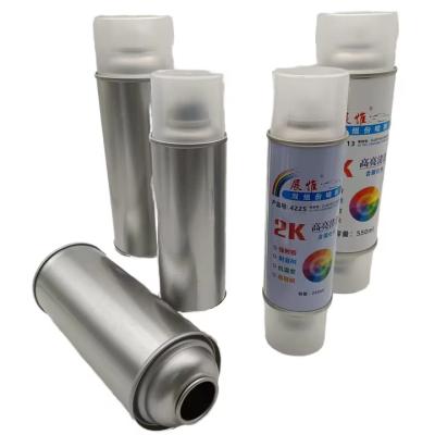 China 2K Double Component Aerosol Empty Tin Can Custom Spray Packaging Tinplate Cans with Pump for Car Painting for sale