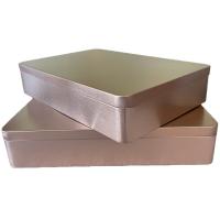 China 300* 200*60mm Empty Rectangular Tin Containers Tinplate Cans Square Metal Cookie Jar for sale