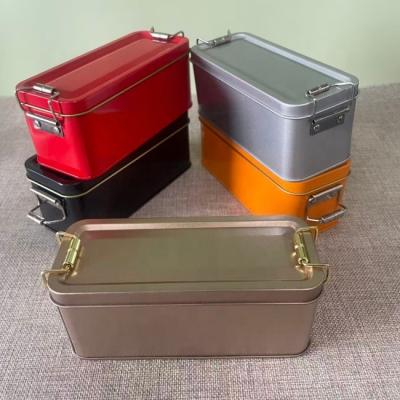 China Snap Lock Small Rectangle Tin Box L150xW60xH60mm Golden Pink Silver Tinplate Cans for Pineapple Cakes Bread for sale