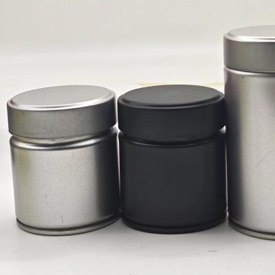 China Metal Packaging Container Food Grade Beautiful Small Coffee Tin Can Eco Friendly Airtight Empty Matcha Round Tea Metal Can for sale