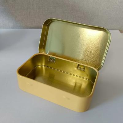 China Hinged Lid Small Rectangular Tin Container Metal Tin Box For Gift Candy Makeup Tools for sale
