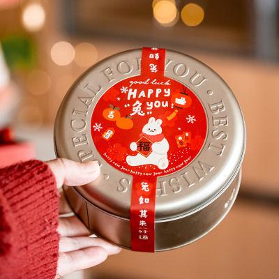 China Round Tinplate Metal Cake Tin Cans Pull Lid 135x70mm for Cookies Candy for sale