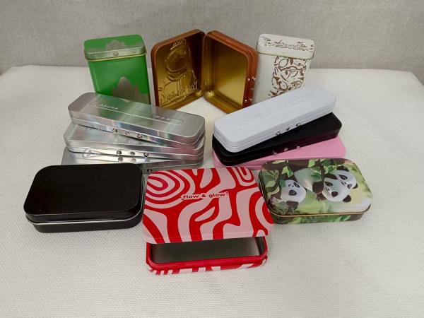Quality Mini Tin Box Hinged Rectangular Lid Embossed Metal Tin Case For Candy Chocolate for sale