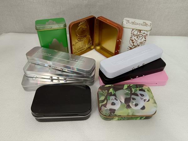 Quality Mini Tin Box Hinged Rectangular Lid Embossed Metal Tin Case For Candy Chocolate for sale