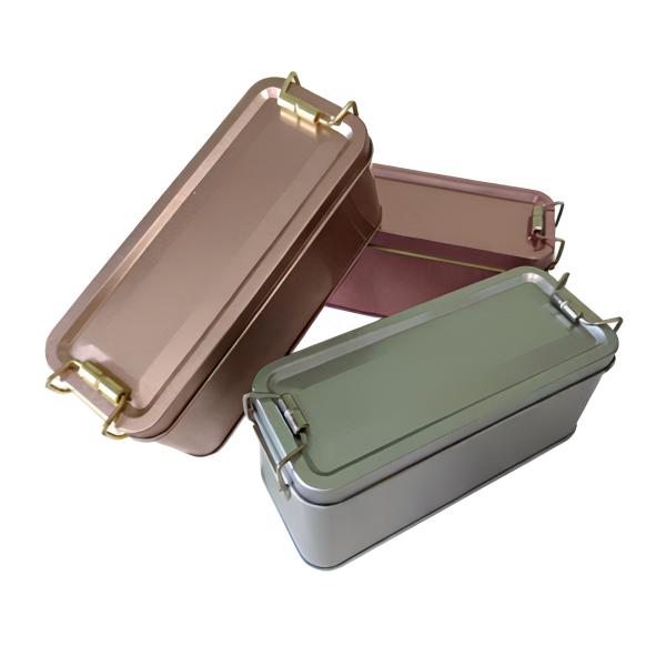 Quality Gold Silver Rectangular Tin Container Black Tin Can Cookie Tiramisu Pastry Metal for sale