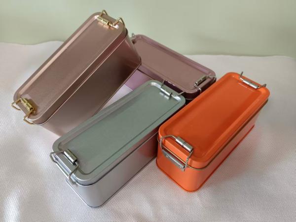 Quality Gold Silver Rectangular Tin Container Black Tin Can Cookie Tiramisu Pastry Metal for sale
