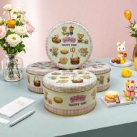 Quality Christmas Festival Candy Tin Cans Cookie Chocolate Round Storage Gift Box for sale