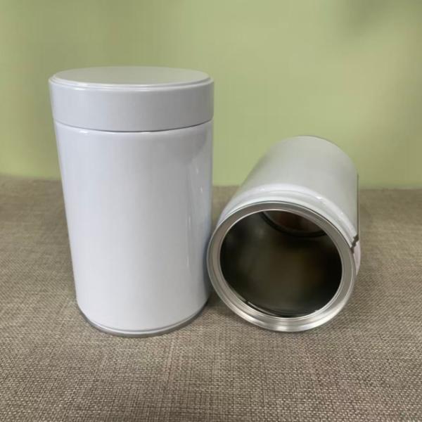 Quality White Round Matcha Tea Tin Cans Powder 100g 120g Tinplate Airtight Coffee Cans for sale