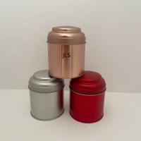 Quality Round Golden Red Tea Tin Cans 30g 50g Tea Leaves Metal Silver Double Lids D75mm for sale