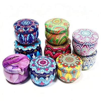 China Round Flower Tin Jar Tinplate Metal Tin Cans Tin Box Container Diameter 61 * Height 40mm for Food Candy Craft Candle for sale